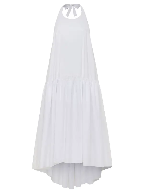 AZLEE Winston Poplin Midi Dress - White