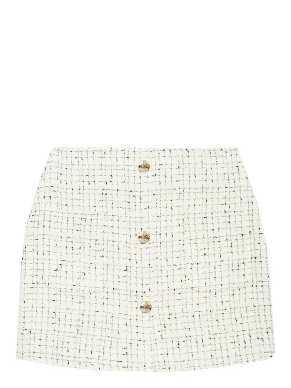 ANINE BING Mateo Tweed Miniskirt - White