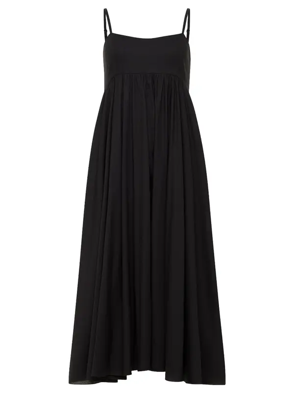 AZLEE Rachel Poplin Midi Dress - Black