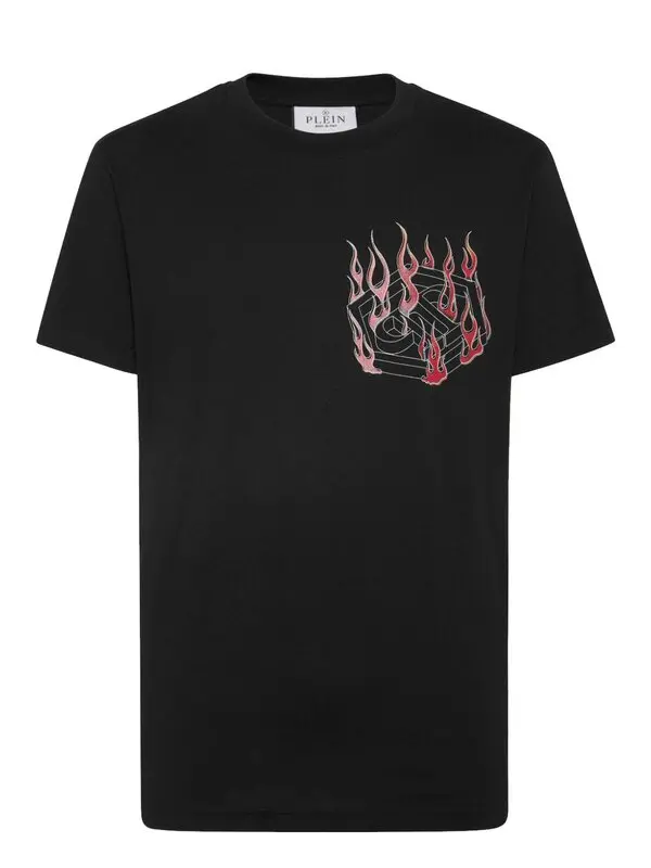 Philipp Plein Flame-print Cotton T-shirt - Black