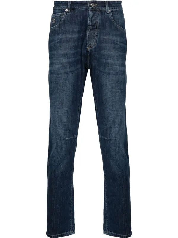 Brunello Cucinelli Solomei Embroidered Jeans - Blue