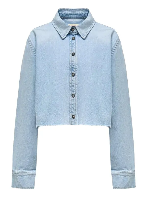 12 STOREEZ Cropped Organic-cotton Denim Shirt - Blue