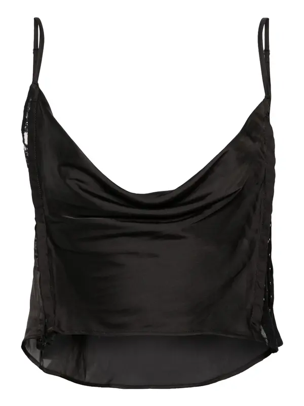 Y/project Sheer-lace Draped Top - Black