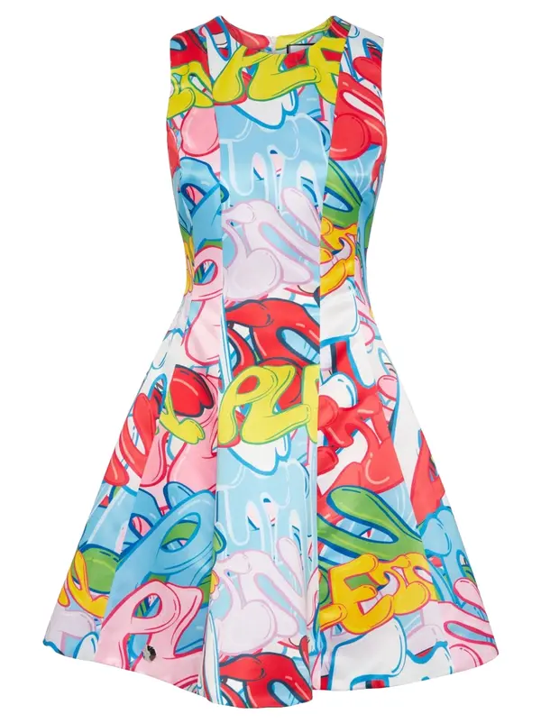 Philipp Plein Graffiti-print Mini Dress - Blue