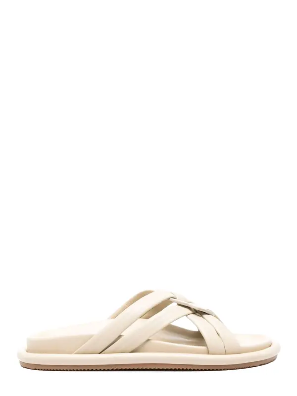 Moncler Bell Interwoven Straps Slides - Neutrals