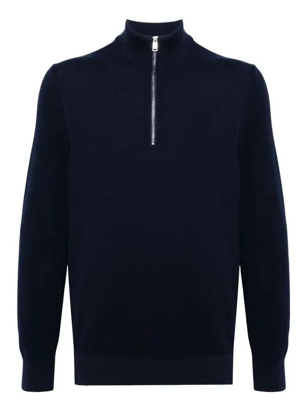 BOSS Zip-up Cotton Jumper - Blue
