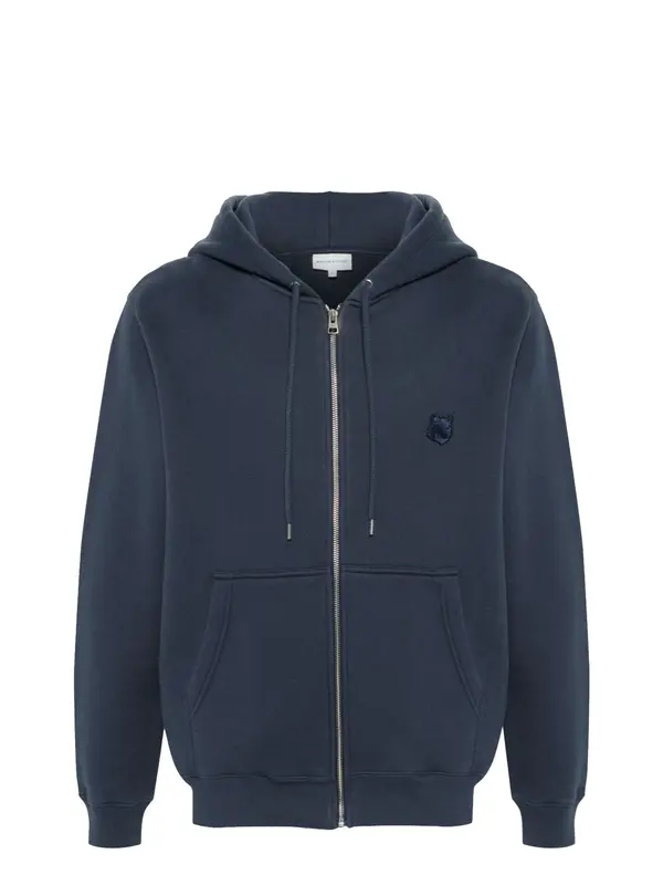 Maison Kitsuné Fox-appliqué Zipped Hoodie - Blue