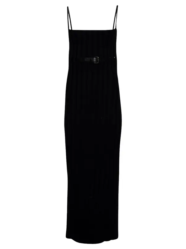 Alexander Wang Belted Ribbed-knit Dress - Black