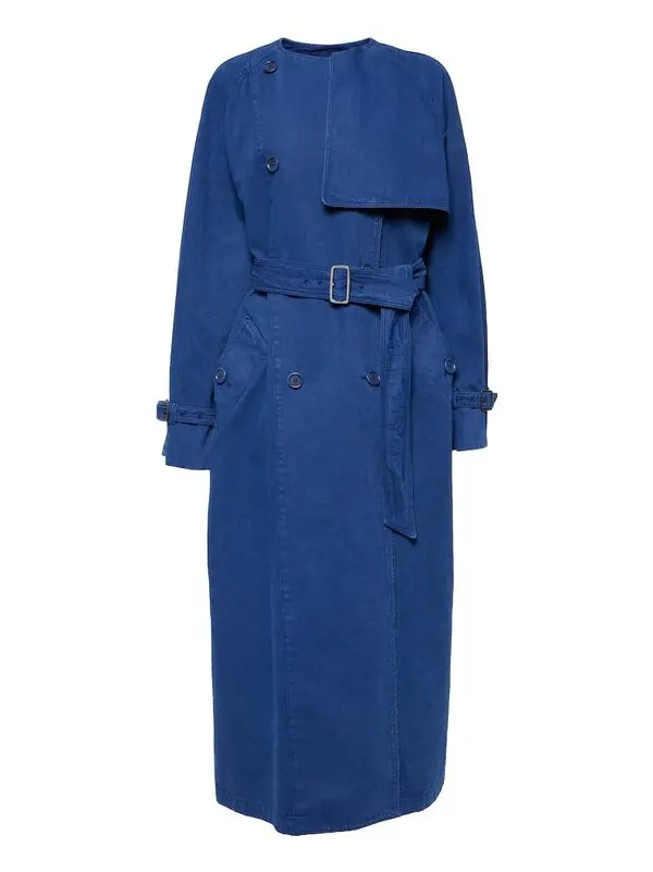 Max Mara Calao Cotton Canvas Trench Coat - Blue
