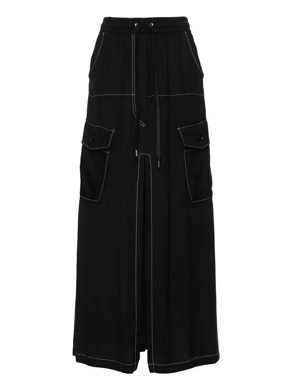 Pinko Contrast-stitching Midi Skirt - Black