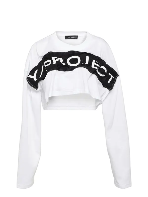Y/project Logo Cotton Crop Top - White