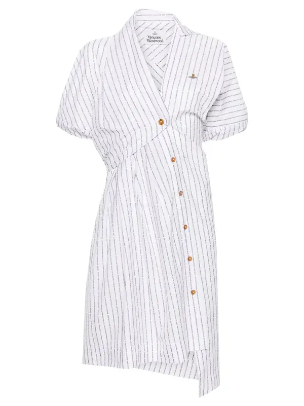 VIVIENNE WESTWOOD Logo-striped Asymmetric Dress - White