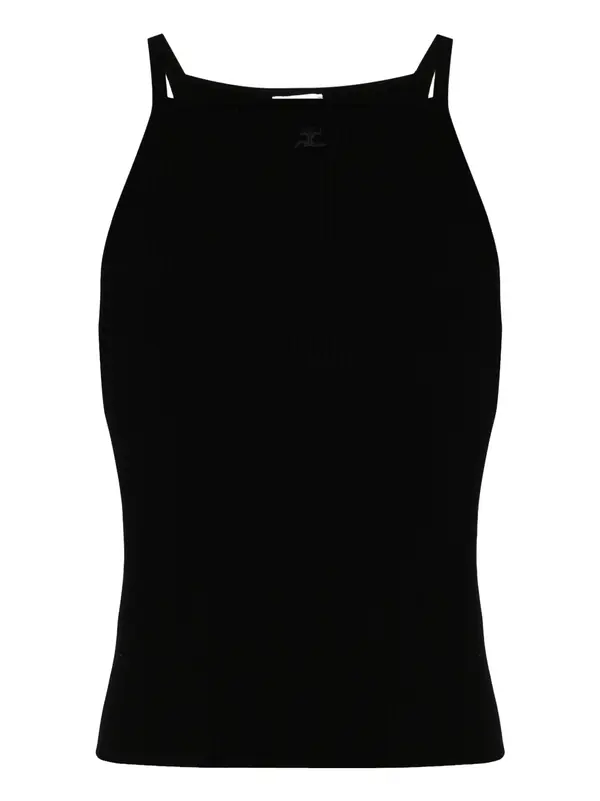 COURREGES Ribbed-knit Tank Top - Black