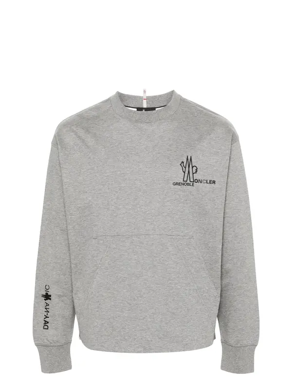 Moncler Logo-appliqué Cotton Sweatshirt - Grey