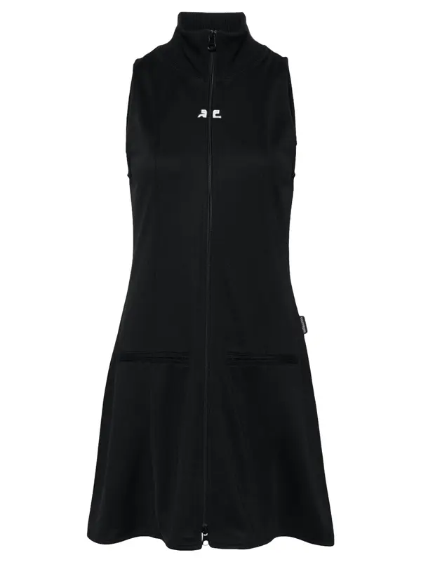 COURREGES Interlock Logo-embroidered Minidress - Black