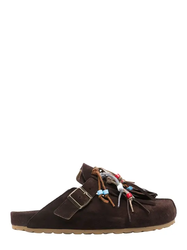 SCAROSSO Geo Suede Sandals - Brown