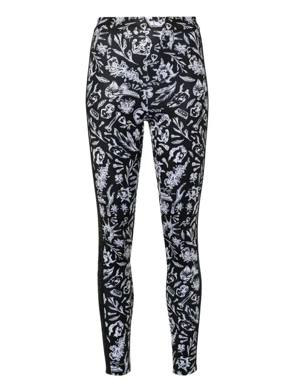 Off-White Tattoo-print Performance Leggings - Black