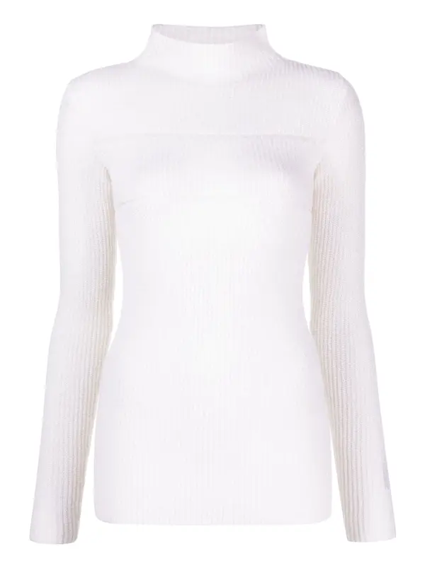 MSGM Mock-neck Knitted Top - White