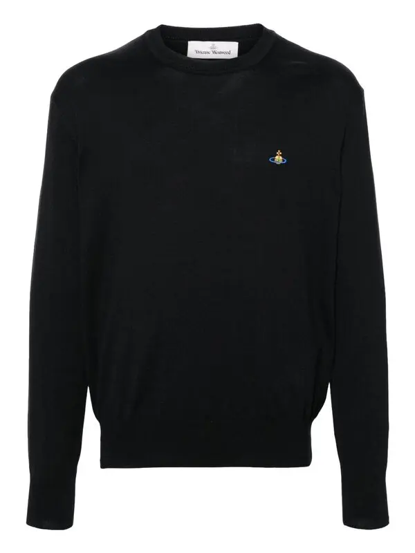 VIVIENNE WESTWOOD Orb-embroidered Cotton Jumper - Black