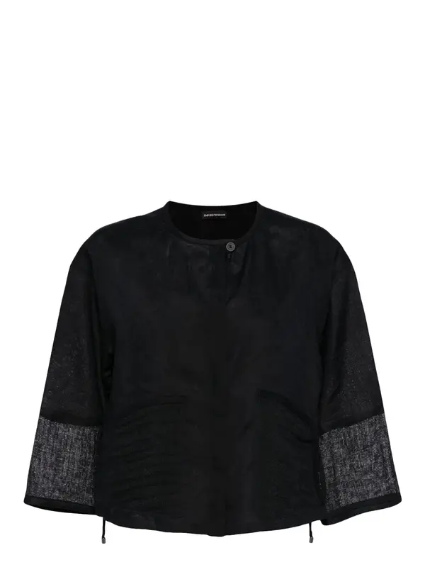 Emporio Armani Panelled Linen Blouse - Black