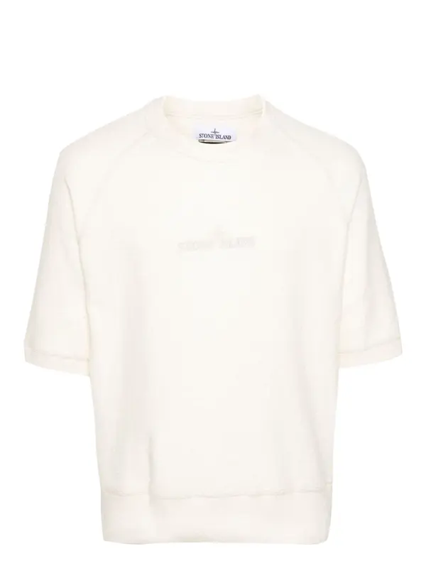 Stone Island Logo-embroidered Short-sleeve Jumper - Neutrals