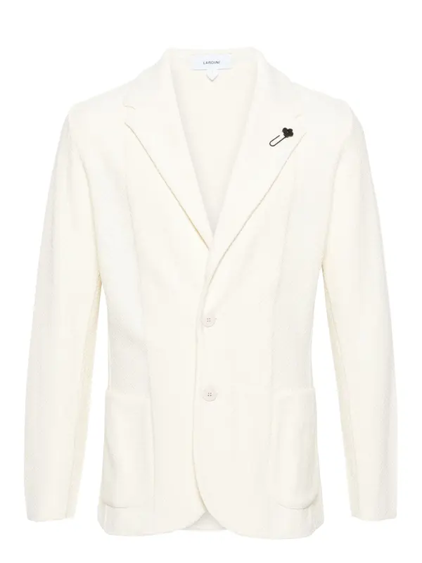 LARDINI Chevron-knit Single-breasted Blazer - White
