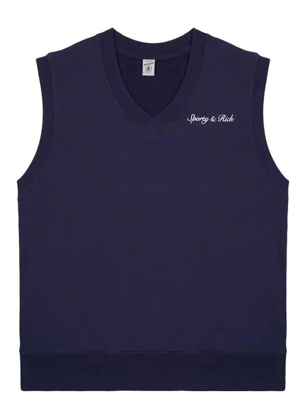 SPORTY & RICH Syracuse Cotton Vest - Blue