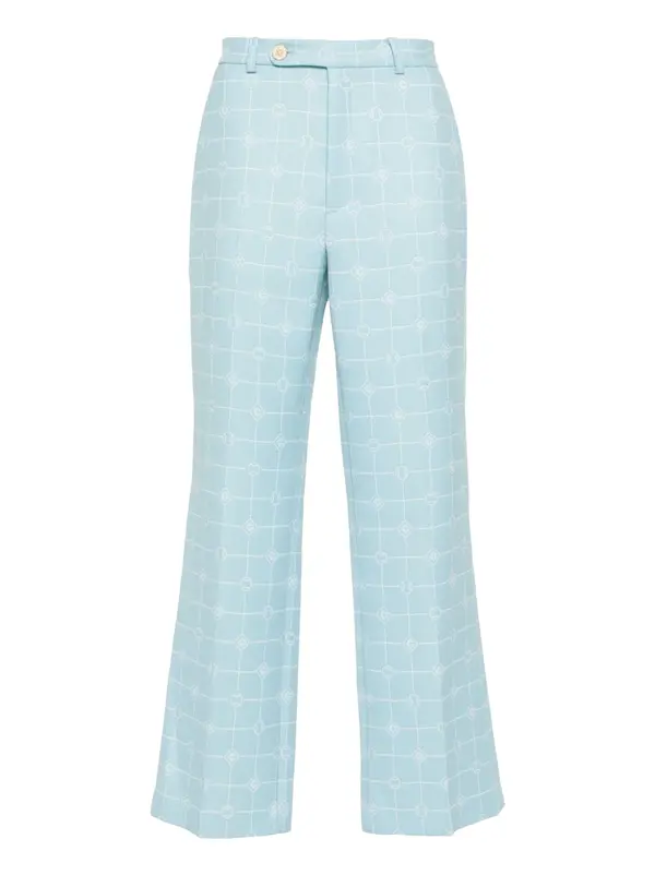 Casablanca Logo Windowpane Straight Trousers - Blue