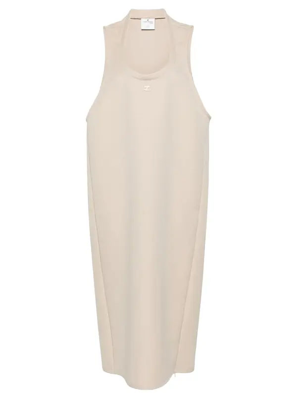 COURREGES Logo-patch Midi Dress - Neutrals