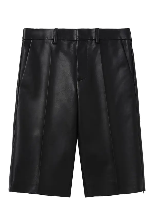 Helmut Lang Leather Knee-length Shorts - Black