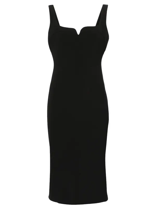 Victoria Beckham Zip-up Crepe Midi Dress - Black