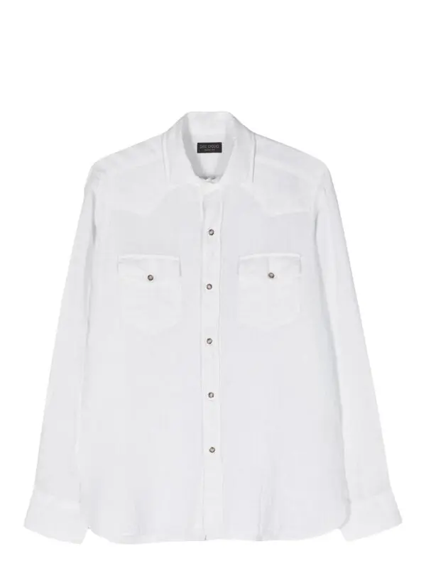 DELL'OGLIO Classic-collar Linen Shirt - White