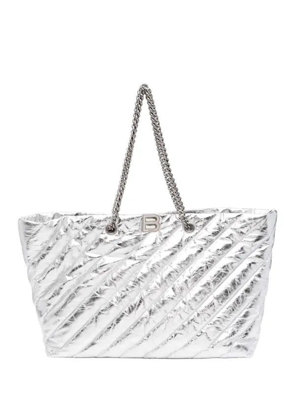 Balenciaga Large Crush Tote Bag - Silver