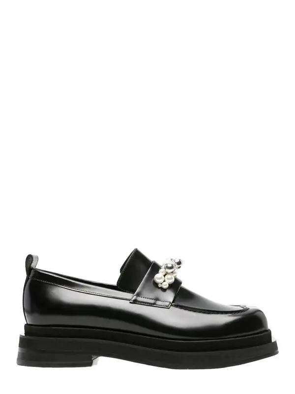 Simone Rocha Pearl-detail Leather Loafers - Black