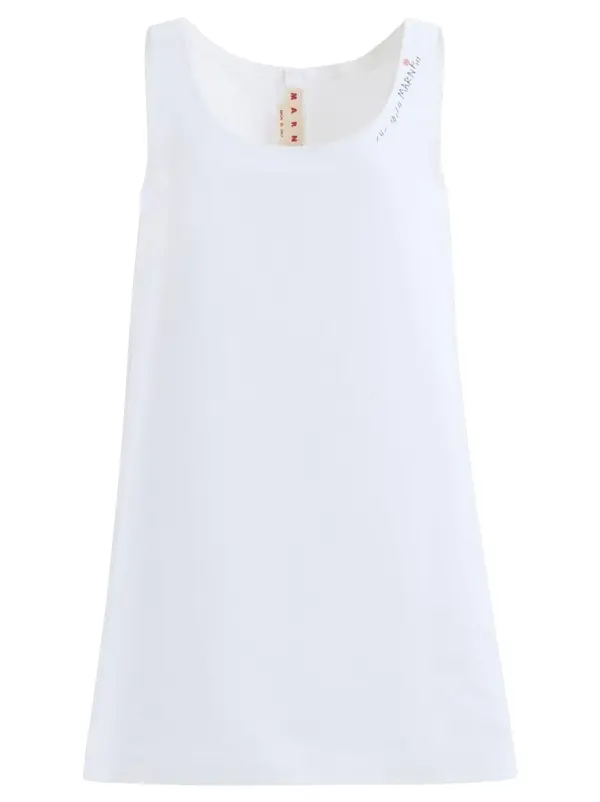 Marni Logo-embroidered Cotton Minidress - White