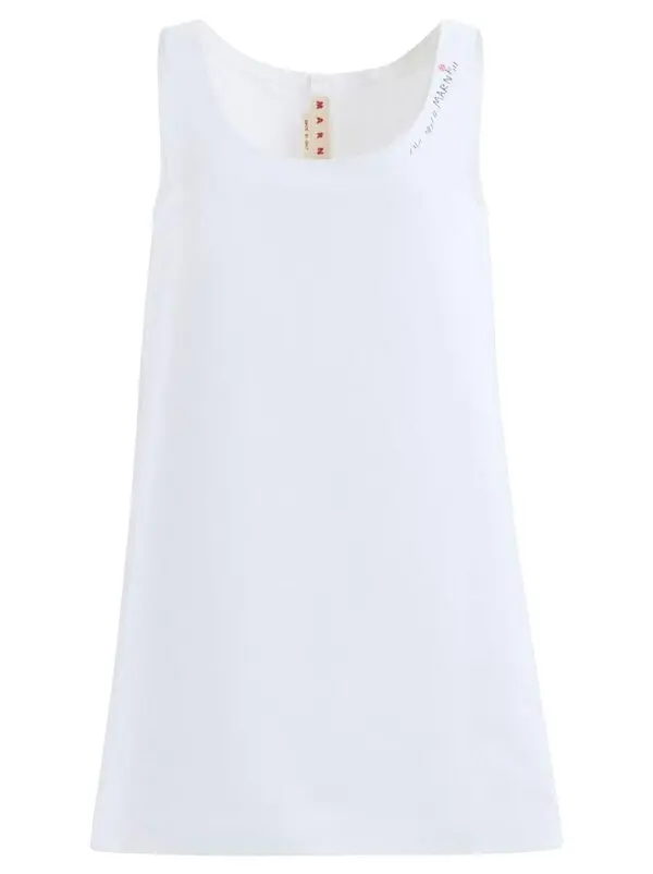 Marni Logo-embroidered Cotton Minidress - White