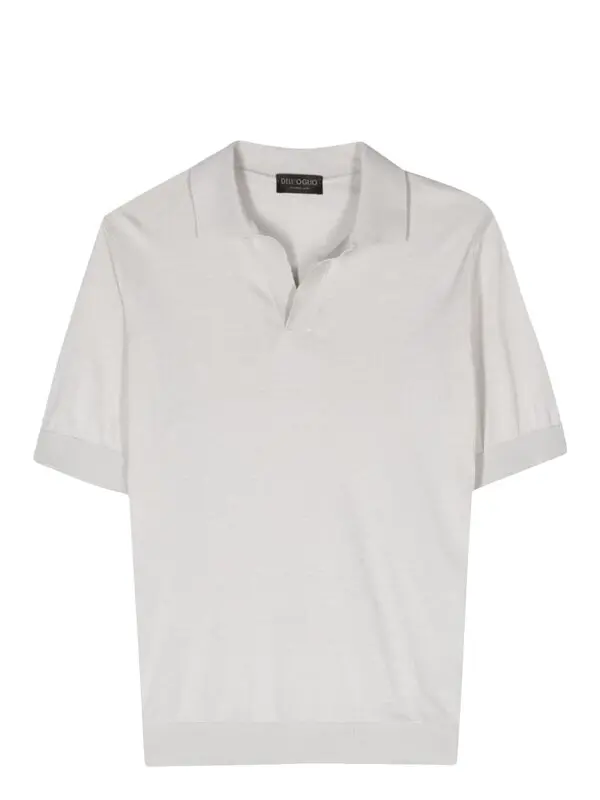 DELL'OGLIO Split-neck Cotton Polo Shirt - Grey
