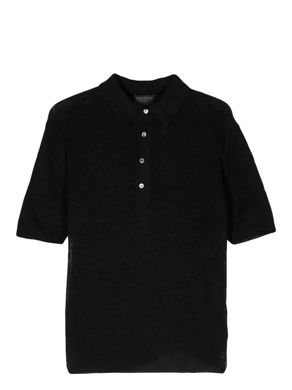DELL'OGLIO Open-knit Polo Shirt - Black