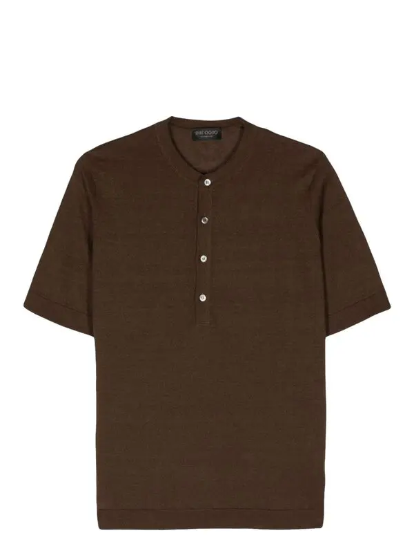 DELL'OGLIO Henley Short-sleeve T-shirt - Brown