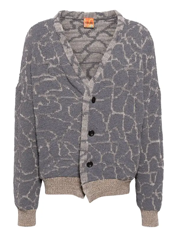 VITELLI Reversible Jacquard Cardigan - Grey