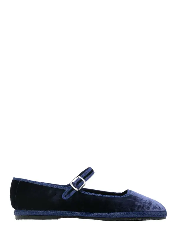 SCAROSSO Petra Velvet Ballerinas - Blue