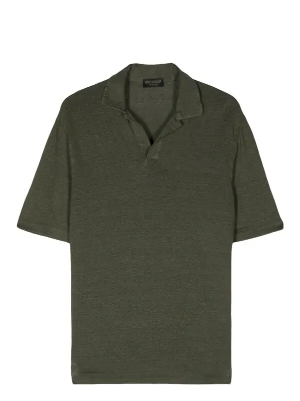 DELL'OGLIO Short-sleeve Linen Polo Shirt - Green