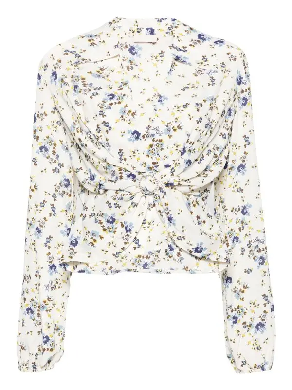Liu Jo Floral-print Crepe Blouse - Neutrals