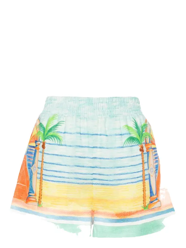 Casablanca Day Of Victory Linen Shorts - Blue
