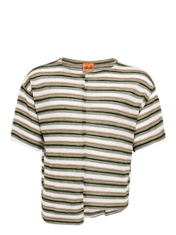 VITELLI Patchwork Striped T-shirt - Green