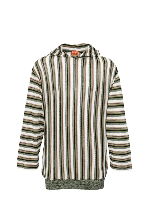 VITELLI Striped Linen-blend Hoodie - Green