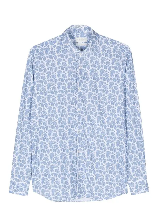 DELL'OGLIO Floral-print Long-sleeve Shirt - Blue