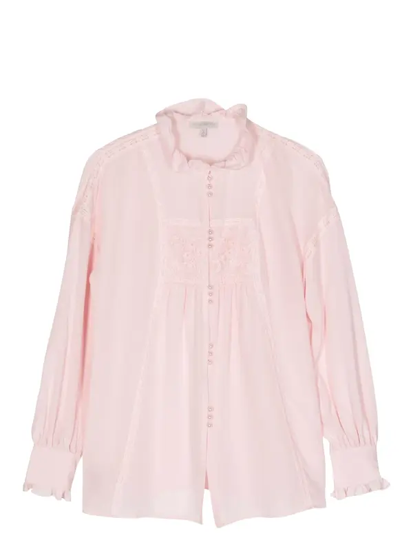 Shiatzy Chen Sheer-lace Silk Blouse - Pink