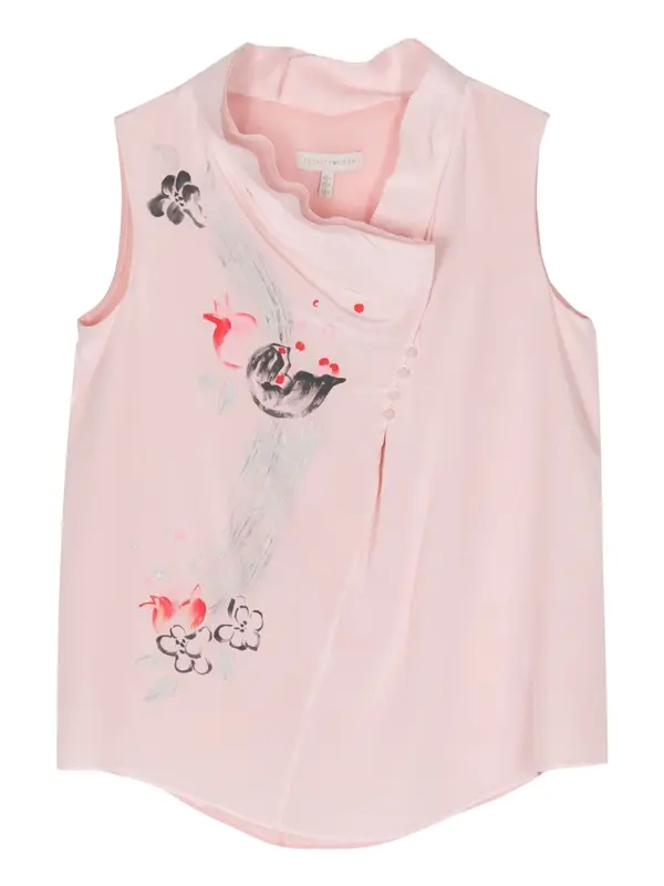 Shiatzy Chen Floral-print Silk Vest - Pink
