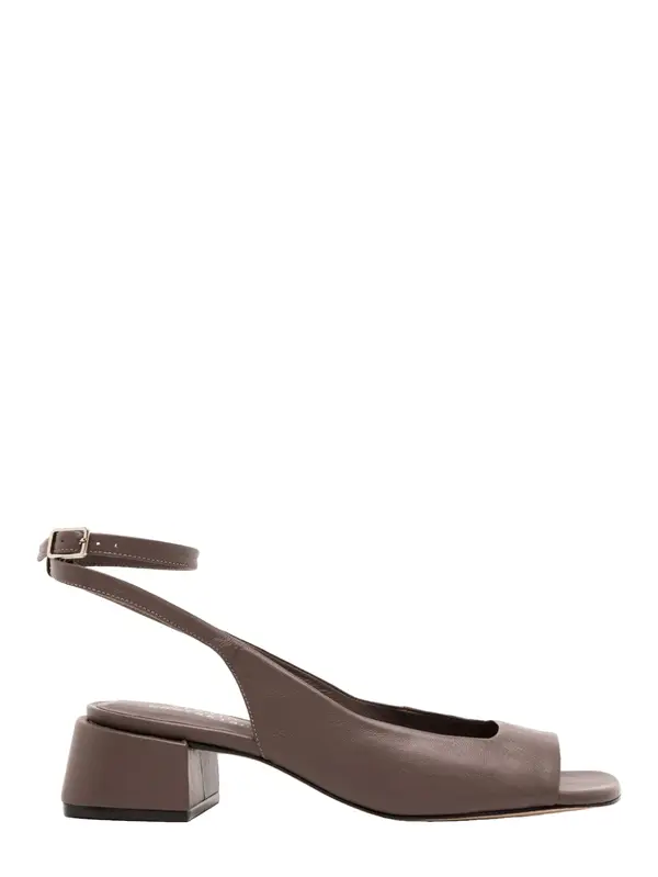 STUDIO CHOFAKIAN Square-toe Leather Sandals - Brown